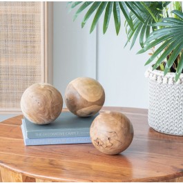 3 Decorative Teak Balls
