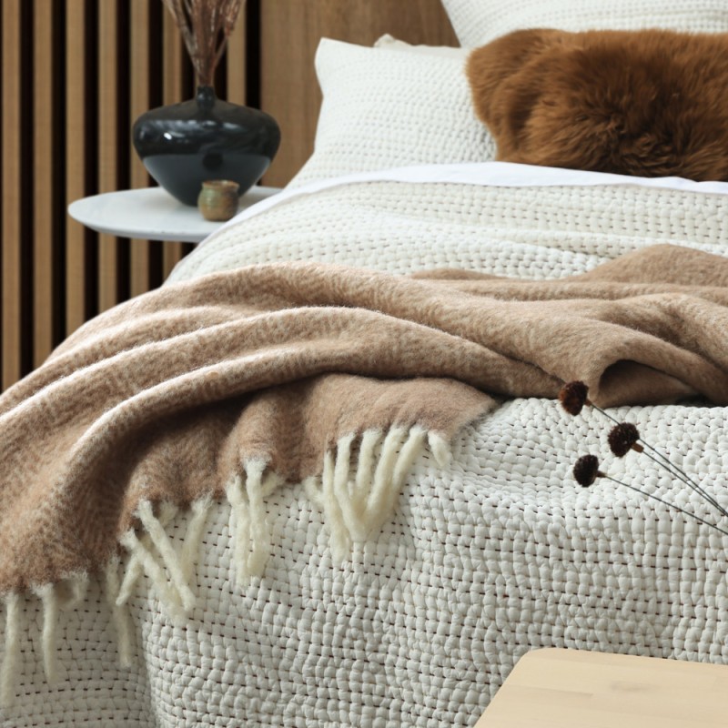 NZ Wool Blend Throw by MM Linen - Chestnut