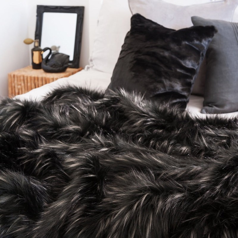 Heirloom Ebony Plume Faux Fur Throw