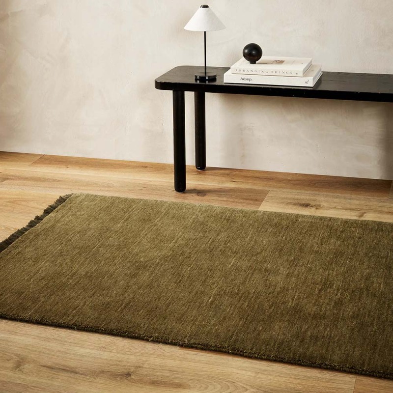 Baya Sandringham 100% Wool Floor Runner Rug Moss