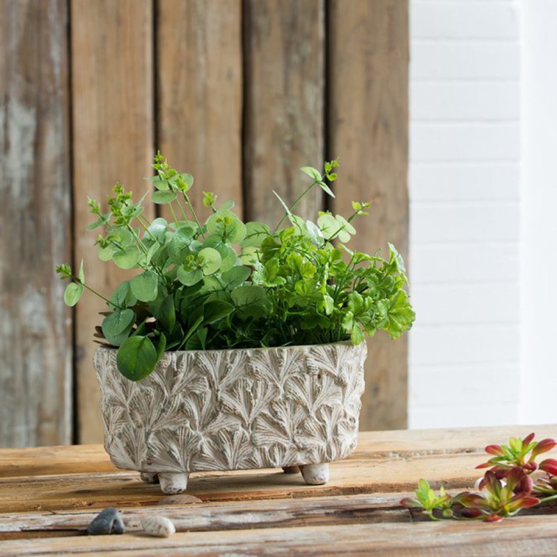 Grey Footed Rectangular Terracotta Planter Medium